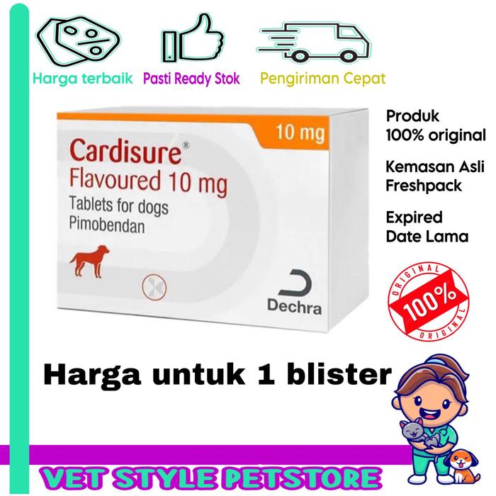 Jual Cardisure pimobendan 10mg suplemen jantung anjing per strip 10 ...