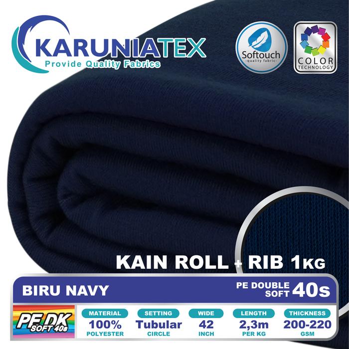 Jual Kain Kaos PE Double Soft Premium Kiloan | Biru Navy - Kain Roll ...