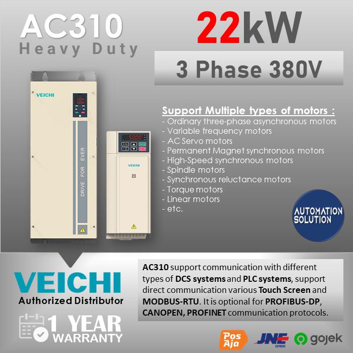 Jual AC Motor Drive VFD 22kW VEICHI 3 Phase 380V Heavy Duty AC310 ...