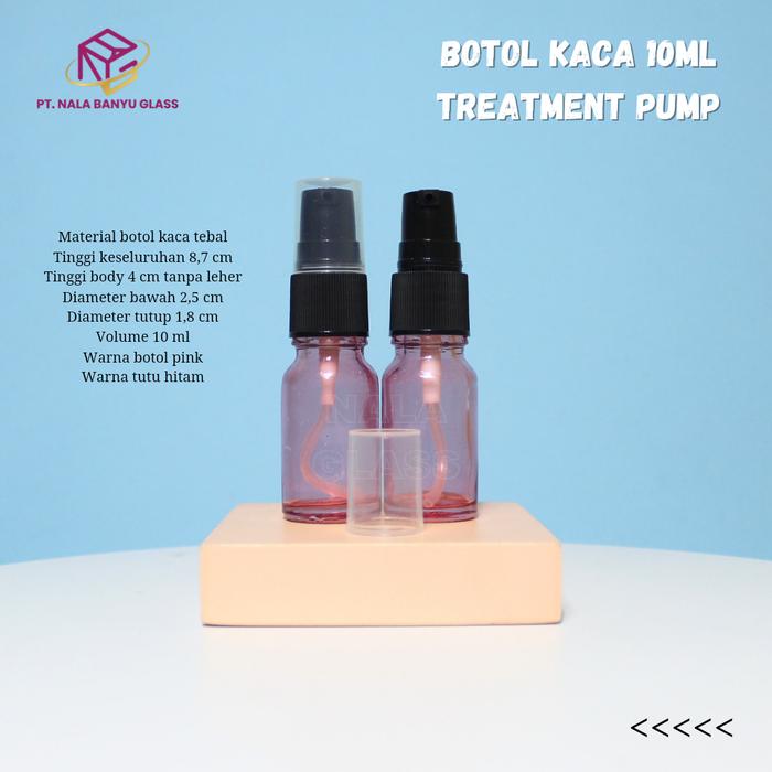 Jual botol kaca 10ml bening pink pump treatment hitam /botol kaca pump ...