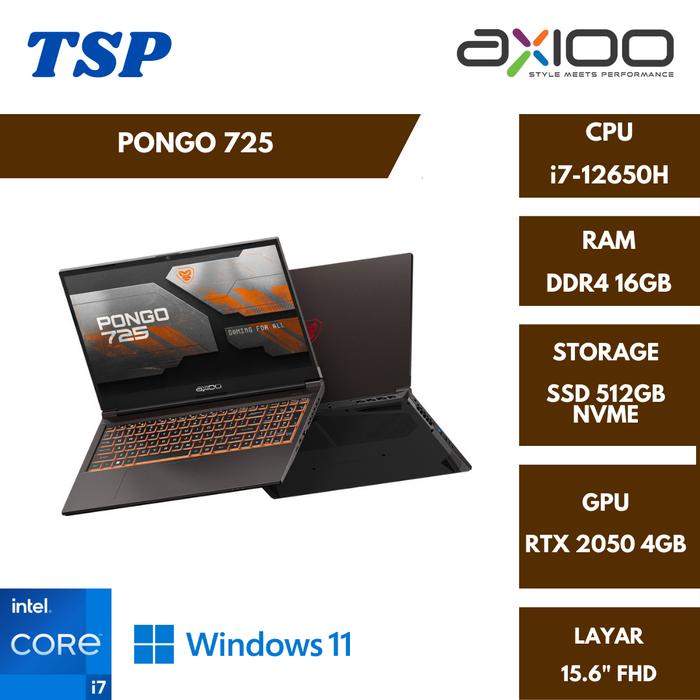 Jual AXIOO PONGO 725 i7-12650H RAM 16GB SSD 512GB RTX2050 4GB 15.6" FHD ...
