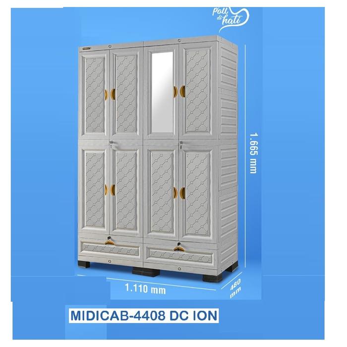 Jual Lemari Plastik NAPOLLY 4 PINTU MIDICAB-4408 JUMBO GANTUNG KACA ...