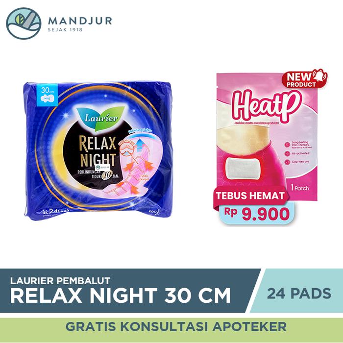 Jual Laurier Relax Night Wing 30cm 24 Pads - Pembalut Malam Wings 30 Cm ...