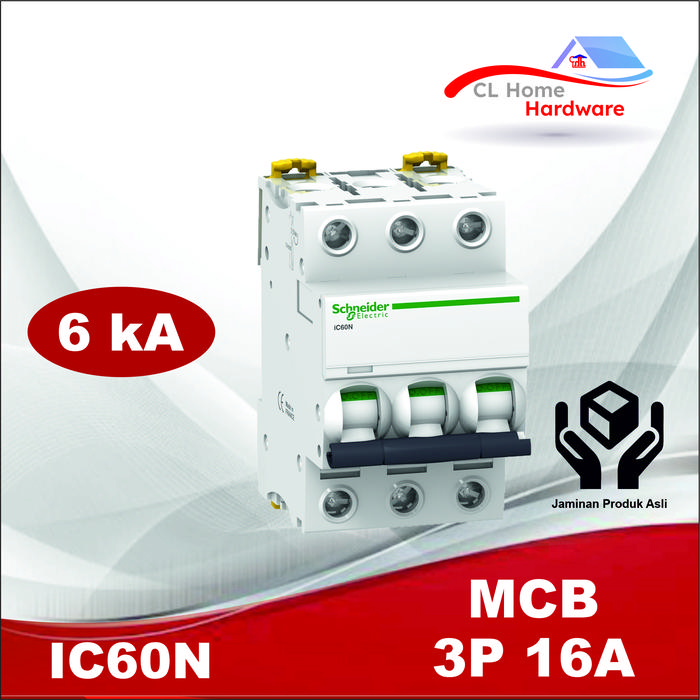 Jual MCB SCHNEIDER 3 PHASE 16 AMPERE iC60N ACTI9 ORINGINAL SNI 3P 16A 3POLE - Jakarta Barat - CL ...
