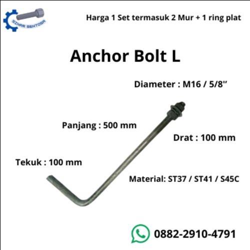 Jual Anchor Bolt L / Angkur L 5/8 /M16 X 500MM (ST37/ST41/S45C) - S45C ...