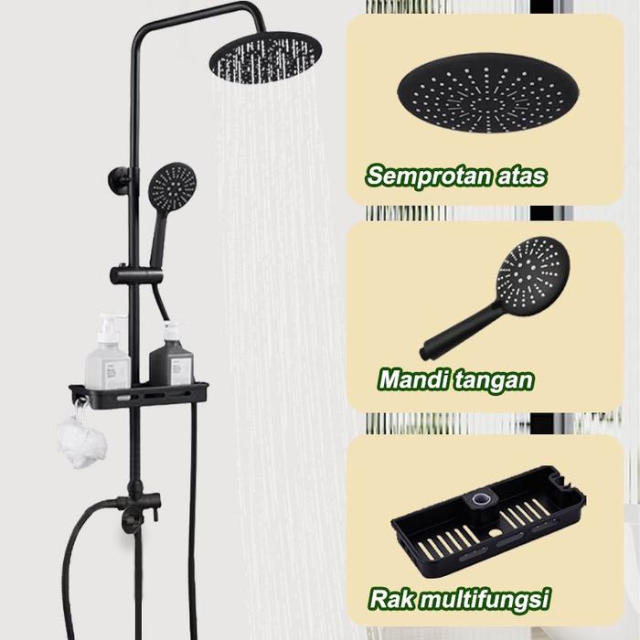 Jual Set Shower Kamar Mandi Rain Shower Stainless Steel Hitam - 1 ...