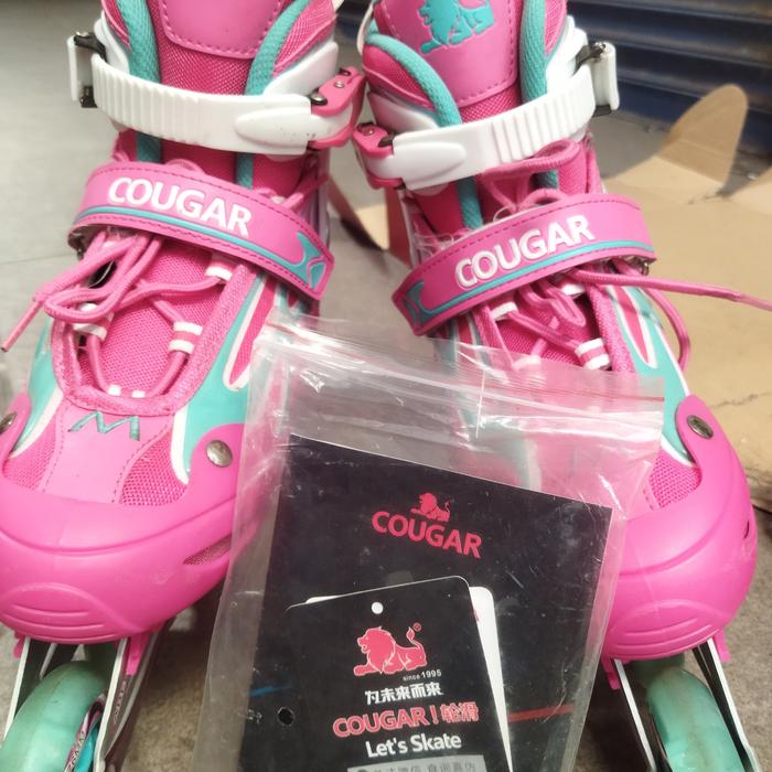 Jual Sepatu roda Anak Inline Skate Cougar MZS701-QS Pink Blue Roda ...