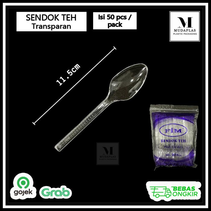 Jual Sendok Teh / Sendok Pudding Plastik Transparan isi 50 pcs - FIM ...