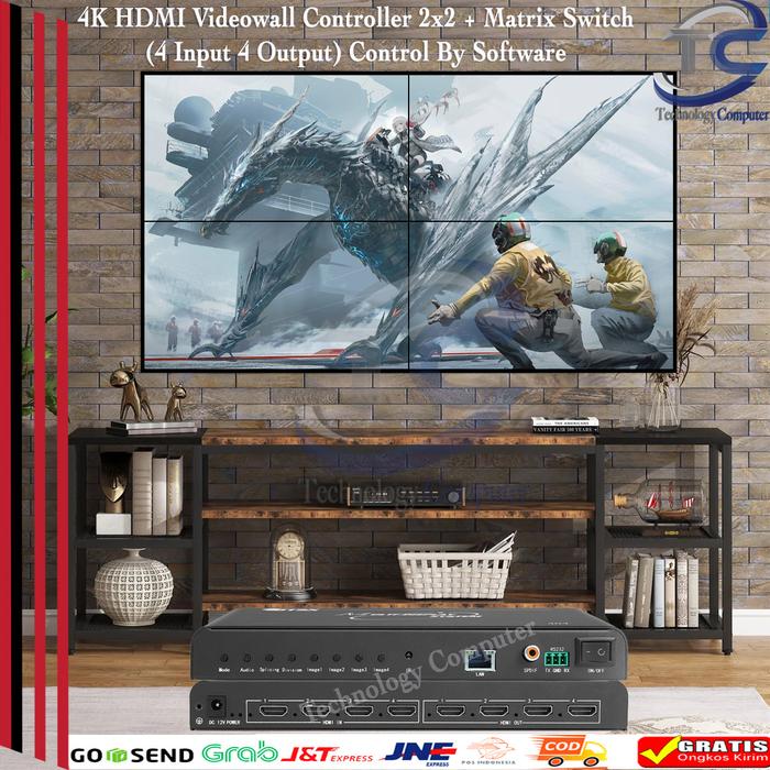 Jual 4K HDMI Matrix 4x4+Videowall Controller 2x2 (4 In 4 Out) Multiview ...