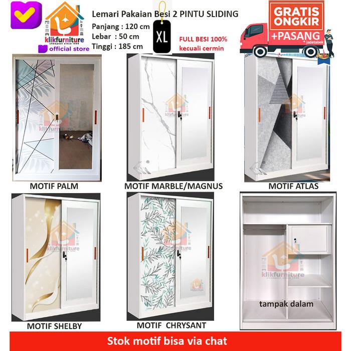 Promo Lemari Pakaian Besi Pintu Kaca Sliding XL VECTOR 120 Cicil 0% 3x ...