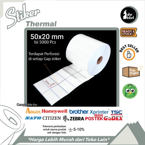 Jual LABEL STIKER BARCOD THERMAL 50X20 2 LINE - 5000 pcs - Jakarta ...