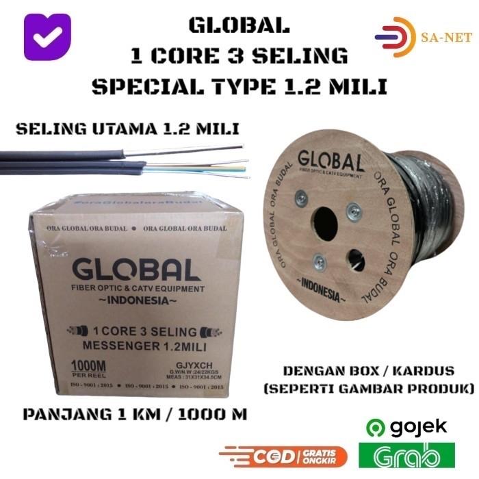 Jual GLOBAL 1 CORE 3 SELING 1000M / 1KM - DROPCORE KABEL FO FIBER OPTIC ...