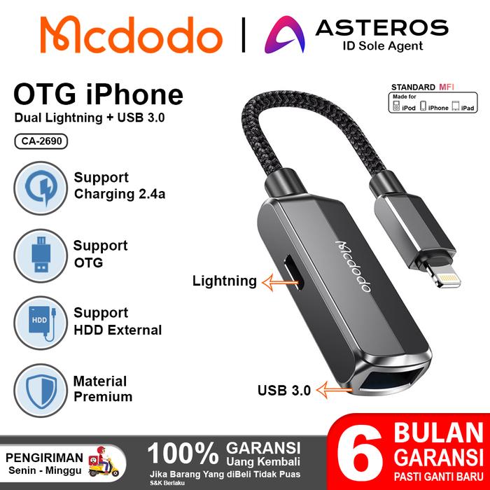 Jual MCDODO Converter OTG iPhone Lightning to USB 3.0 + Lightning CA ...
