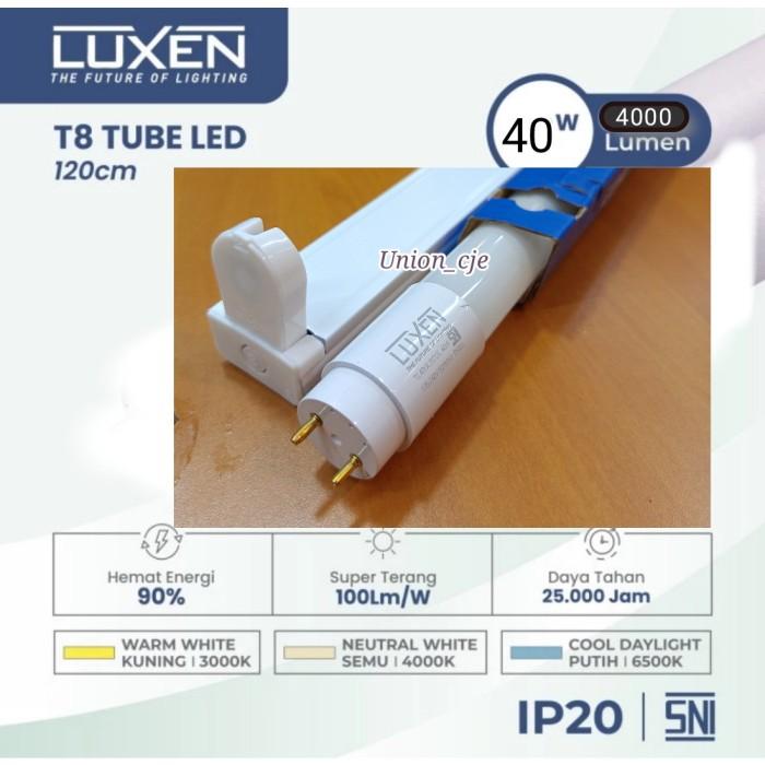 Jual LUXEN Lampu TL T8 LED 40W 4000Lm 120cm type glass dengan Packing Pipa - Unit Lampu Saja ...