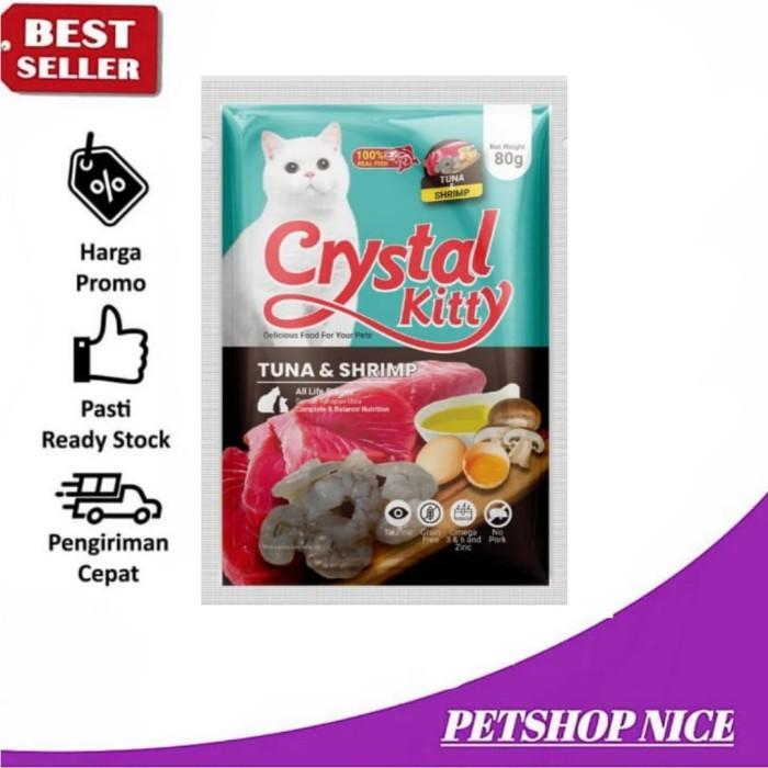 Jual CRYSTAL KITTY Pouch 80g Tuna Shirmp Makanan Kucing Sachet - Kota ...