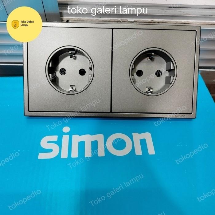 Jual STOP KONTAK SIMON i7 GRAY/STOPKONTAK SCHUKO 2GANG i7 plus frame ...
