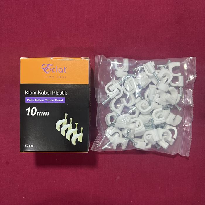 Jual Klem Kabel 10mm Putih Paku Beton Round Cable Clips No 10 Eclat ...