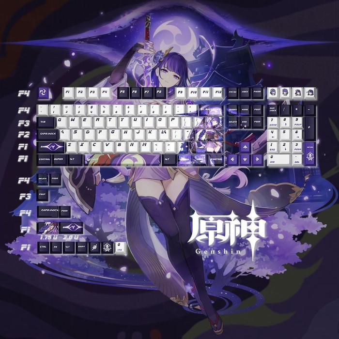 Jual Keycap Keycaps Genshin Impact Raiden Shogun 136 set Cherry profile ...