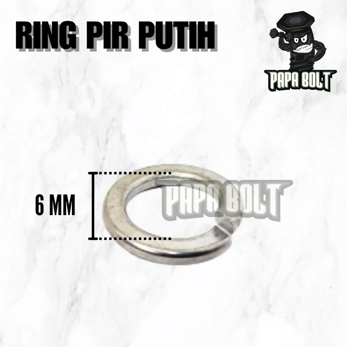 Jual Ring Peer, Ring Pir Putih M6 / Spring Lock Washer WL 6mm - Kota ...