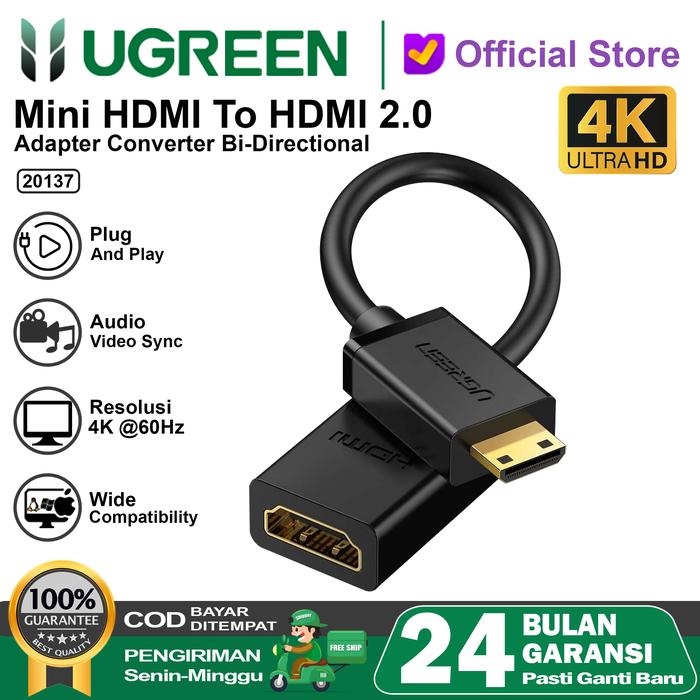 Jual UGREEN Converter Adapter Mini HDMI Male To HDMI Female 4K 60Hz 20137 - Jakarta Pusat ...