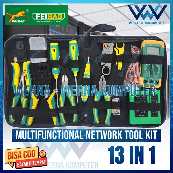 Jual RJ45TOOLKIT NETWORK REPAIR 13 IN 1 TOOL KIT LAN MULTIFUNGSI FEIBAO - Jakarta Pusat - Werna ...