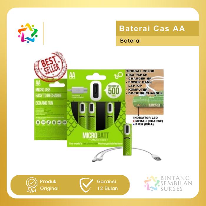 Jual Baterai cas AA usb, baterai isi ulang, smarttools microbatt AA ...