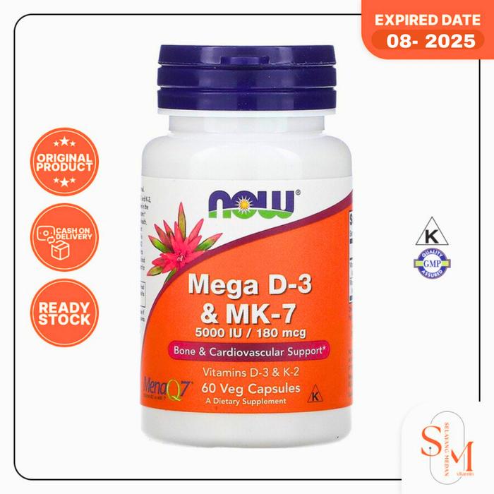 Promo Vitamin Mega D3 D-3 & MK-7 Now 60 Kapsul Imun Jantung Kolestrol ...