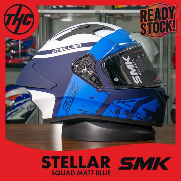 Jual HELM SMK STELLAR S01 SQUAD GRAPHIC MA551 MT BLUE WHITE FULLFACE ...