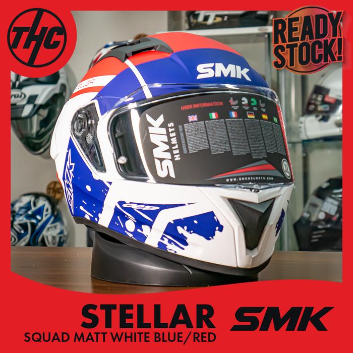 Jual HELM SMK STELLAR SQUAD MATTE WHITE BLUE RED FULL FACE HELMET ...