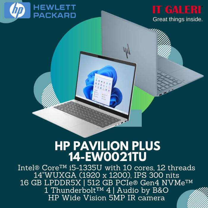 Jual Laptop HP Pavilion Plus 14-EW0021TU Intel Core i5 IrisX 16GB 512GB W11 - Kota Bogor - HP ...