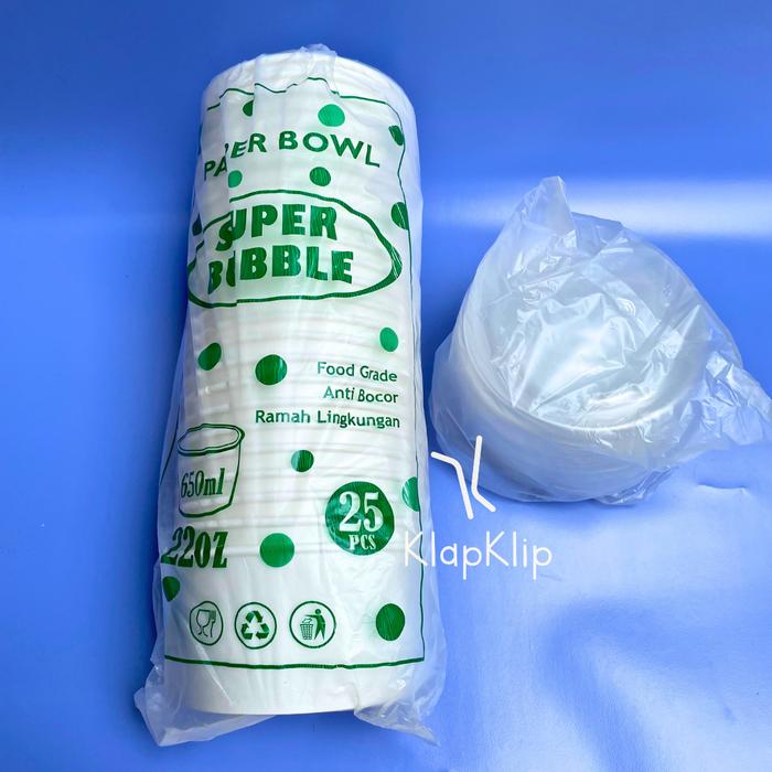 Jual 25pcs Paper Bowl + Tutup Super Bubble 650ml 22oz Putih Mangkok Kertas - Kota Tangerang ...