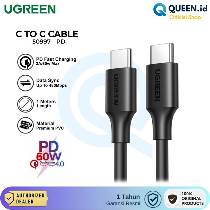 Jual UGREEN Kabel Data Charger USB Type C to C PD QC 4.0 1M 60W Fast 50997 - Kab. Tangerang ...