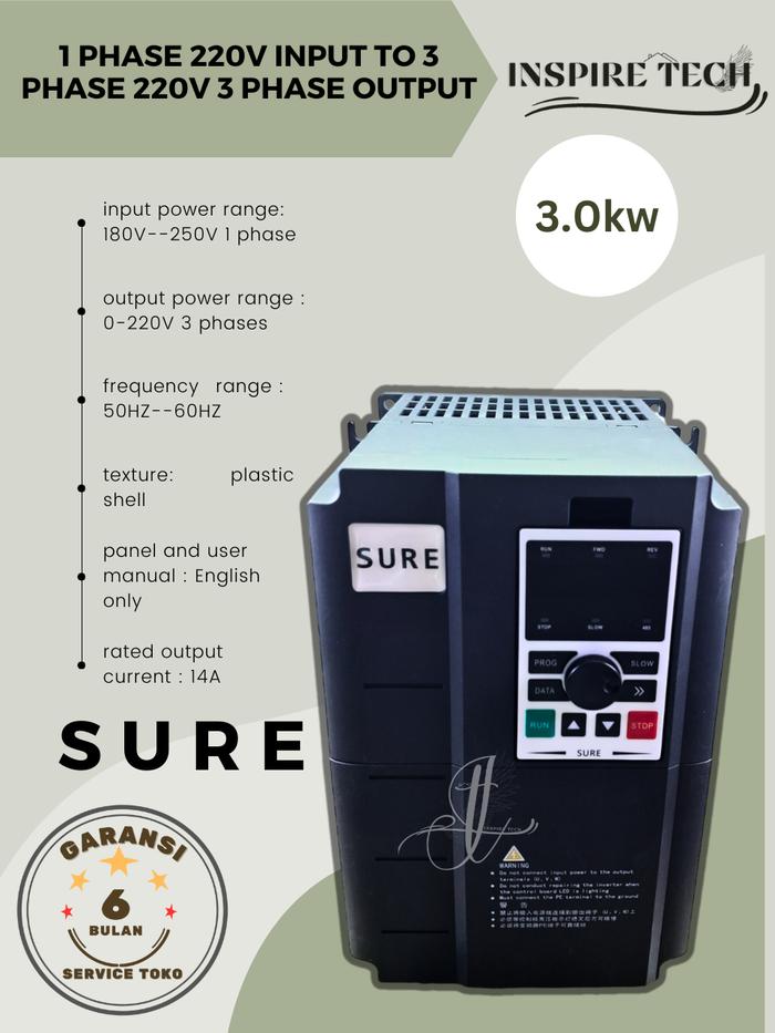 Promo Inverter 3.0 KW 220V 1 phase to 220v 3 phase output Speed Controller - Jakarta Barat ...
