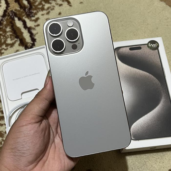Jual iPhone 15 Pro Max 256gb Natural Titanium Second iBox Fullset ...