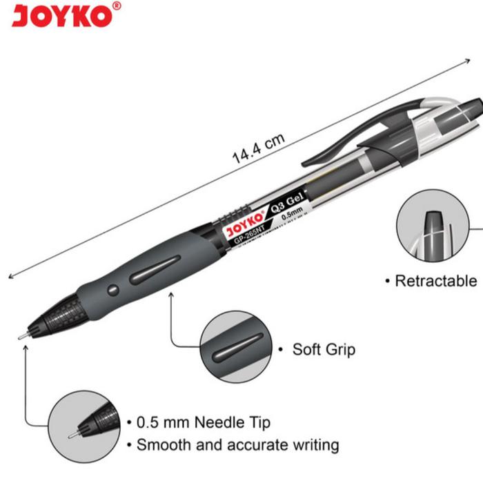 Jual JOYKO Gel Pen Pulpen Pena Joyko GP-265NT Black Q3 Gel 0.5 mm 1 pak - Kota Tangerang Selatan ...