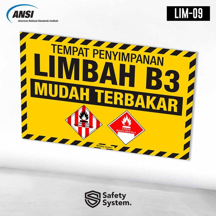 Jual Stiker safety sign K3 tempat penyimpanan limbah B3 mudah terbakar ...