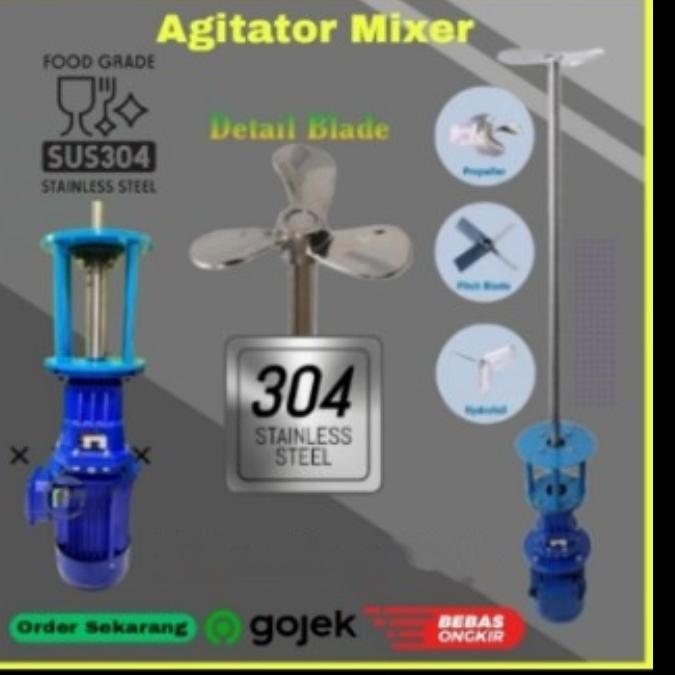 Jual agitator mixer kimia SS304 2,2Kw 3HP 3Phase 2 Pole with Gear Box ...