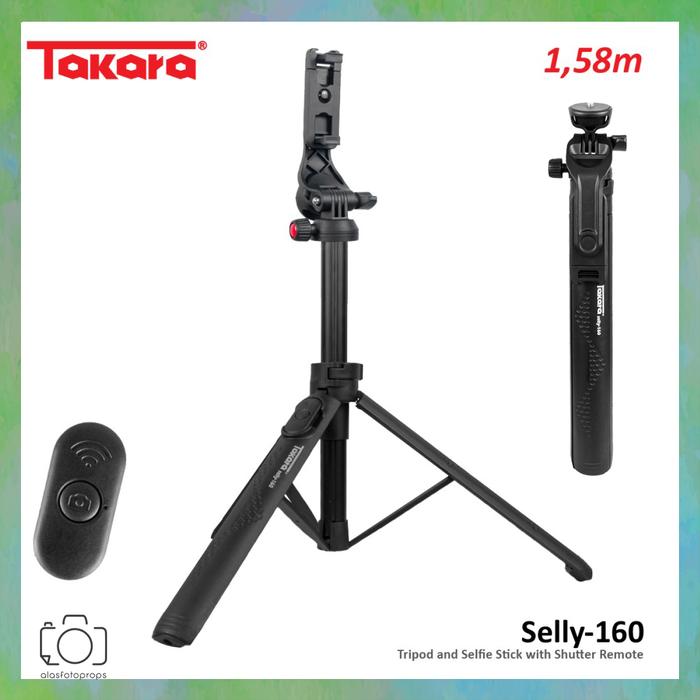 Jual Takara Selly-160 Mini Tripod Selfie Stick with Shutter Remote ...