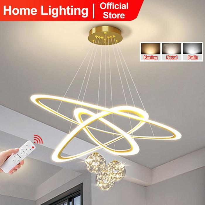 Promo Home Lighting Lampu Gantung Ring Minimalis GOLD 3 Ring LED 3 ...