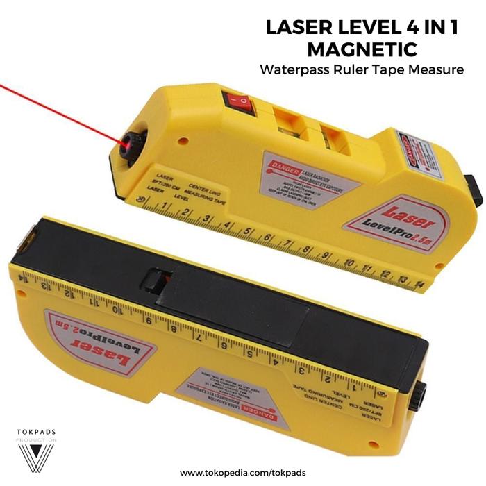 Jual Laser Level Meter Pro 4in1 Penggaris Waterpass Meteran 2,5m ...