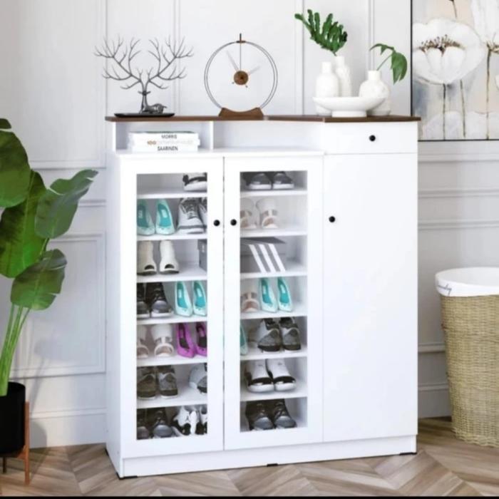 Jual rak sepatu besar rak sepatu putih lemari sepatu / sandal besar ...