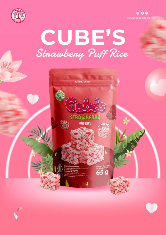 Jual BIPANG/ PUFF RICE JANGKAR CUBE'S RASA STRAWBERRY - Kota Pasuruan ...