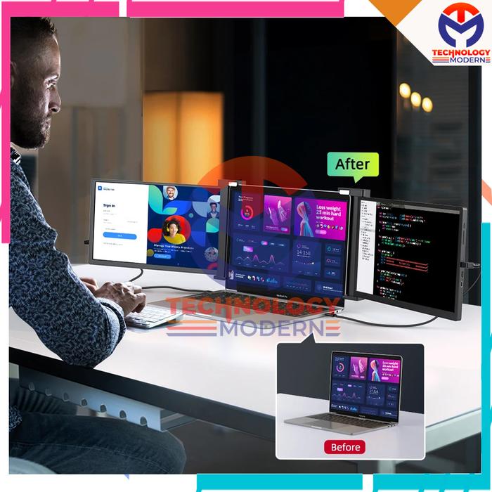 Jual Triple Monitor Portabel 13.3 Inch Extend Display - Windows & Mac ...