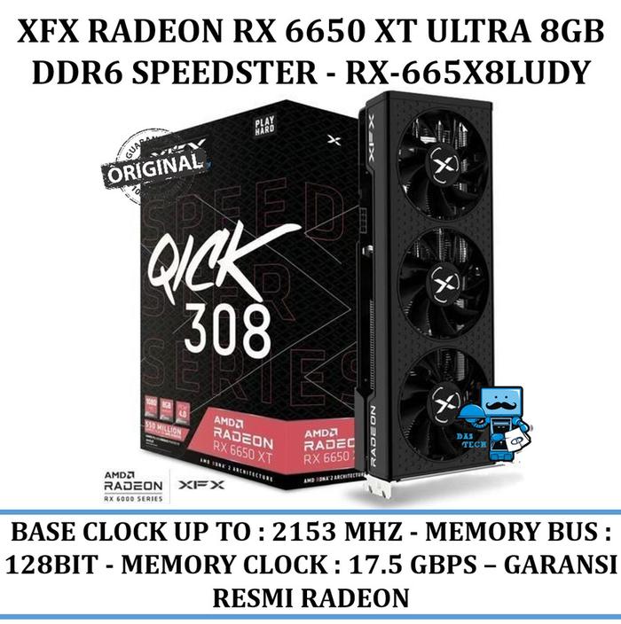 Jual XFX Radeon RX 6650 XT Ultra 8GB DDR6 Speedster RX-665X8LUDY ...
