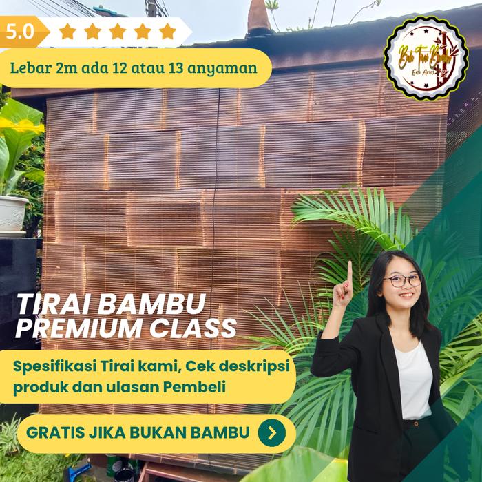 Jual Tirai Bambu wulung 2x2 Sudah vernis dan Katrol Kerai Bambu ...