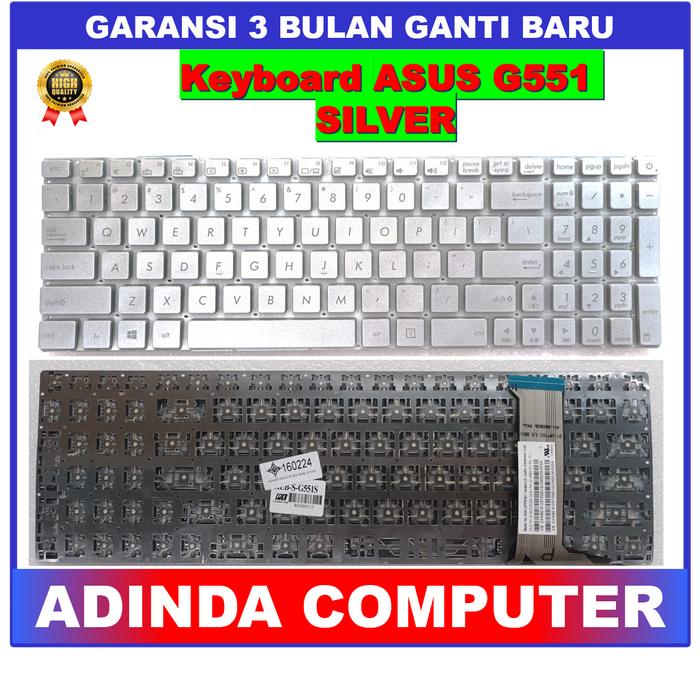Jual Keyboard Asus G551 GL752 GL752V GL752VW GL771 Silver NON BACKLIGHT ...