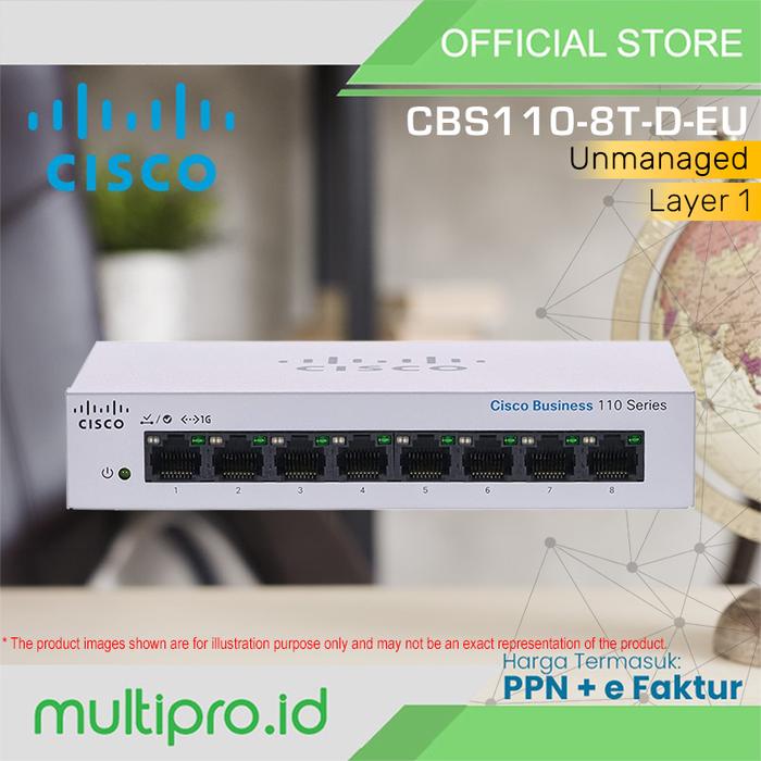 Promo Switch Hub Cisco 8 port GE Unmanaged CBS 110 CBS110-8T-D + 1yr ...