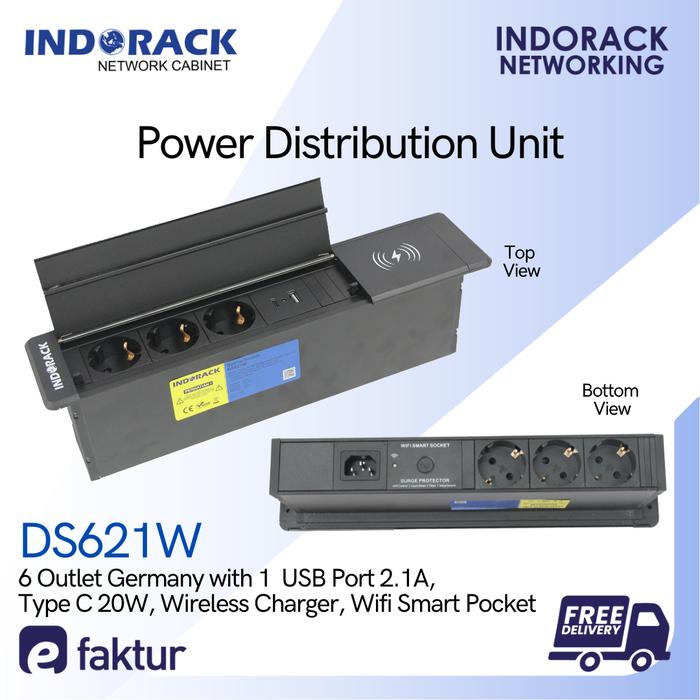 Jual Indorack PDU 6 Outlet w/ USB & C Port, Wireless Charger & Wifi ...