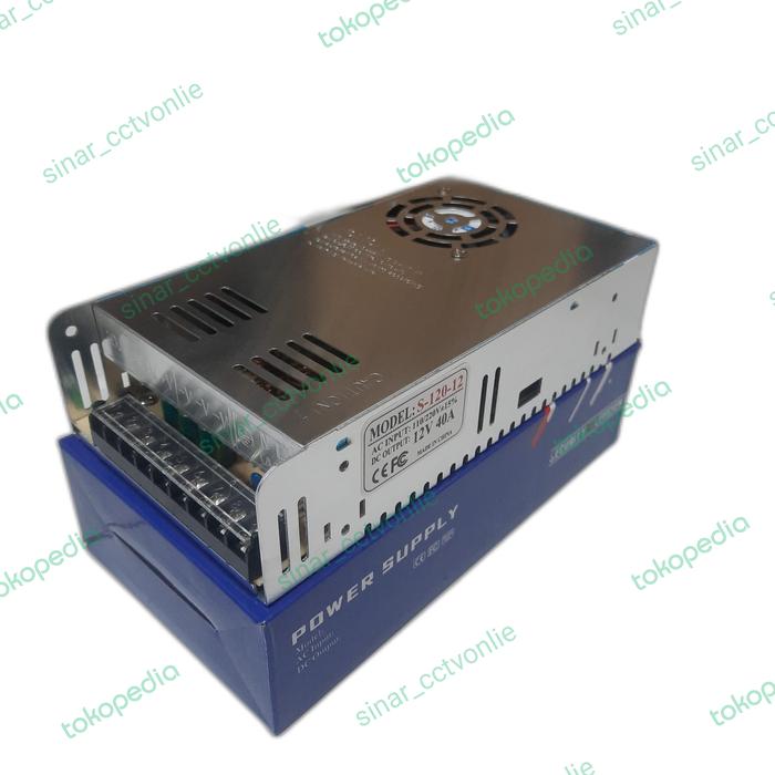 Jual power supply 12v 40a psu adaptor switching 12v 40a body slim ...