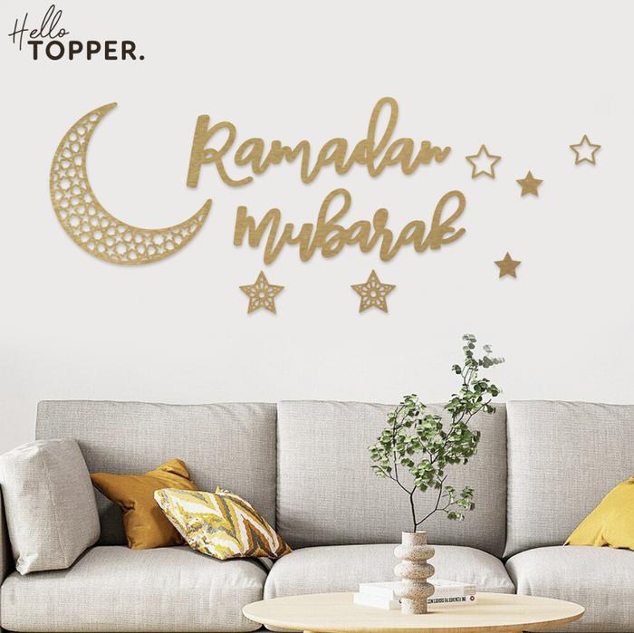 Promo Backdrop Sign Ramadhan Mubarak Hiasan Dinding Lebaran Kayu ...